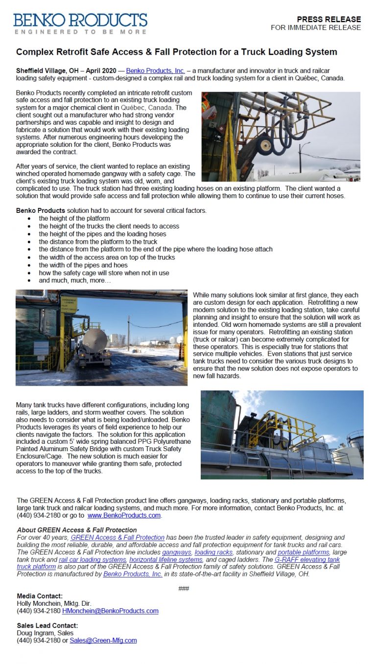 Complex Retrofit Safe Access & Fall Protection for a Truck Loading ...