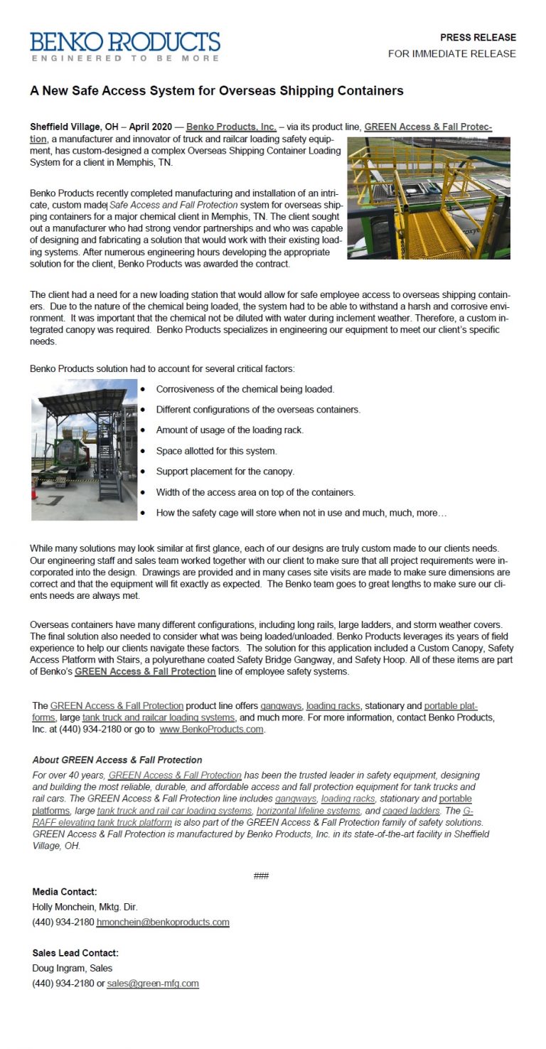 A New Safe Access System for Overseas Shipping Containers Installed in ...