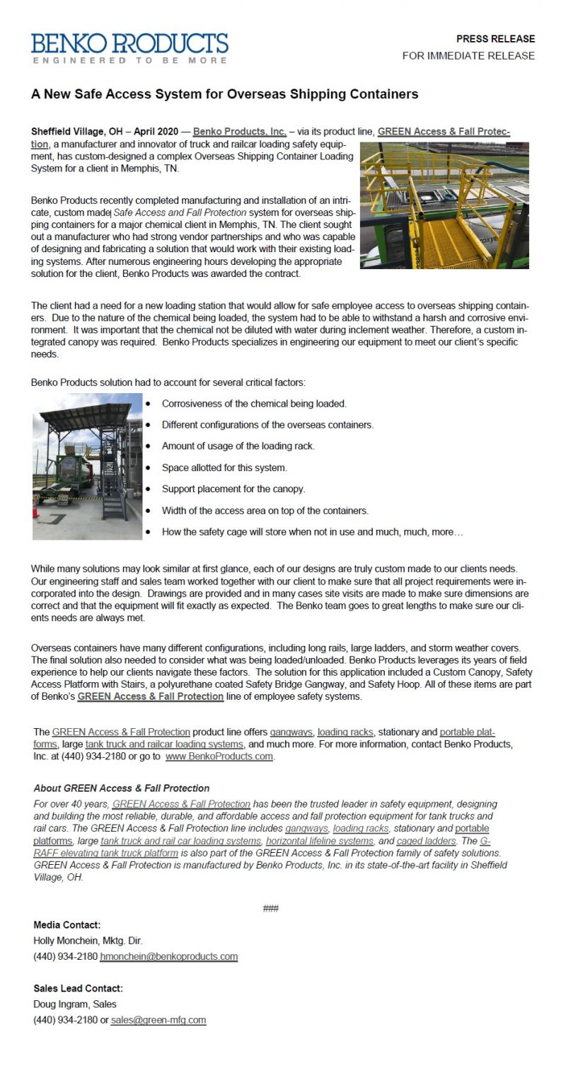 A New Safe Access System for Overseas Shipping Containers Installed in ...